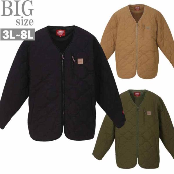 ◆説明：さらっと羽織れるColemanのフルダルナイロンリップ中綿キルトジャケット。ファスナー付きの胸ポケット有り。サイドポケットは内側トリコット起毛仕様。袖口は暖かリブ仕様。サガンスタイル 20231208新着◆サイズ：3L◆実寸：バスト...