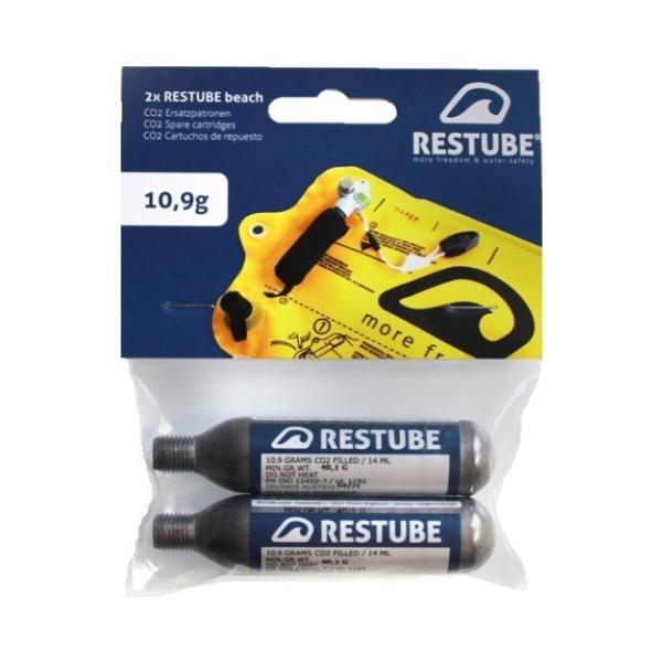 【※RESTUBE-beach専用カートリッジ(10.9g)です。他のモデルに対応のもの(16g)は　商品説明下のバナーからご覧ください】　RESTUBE　　レスチューブ　超小型・超軽量な手動式緊急浮力体レスチューブの交換用カートリッジセッ...