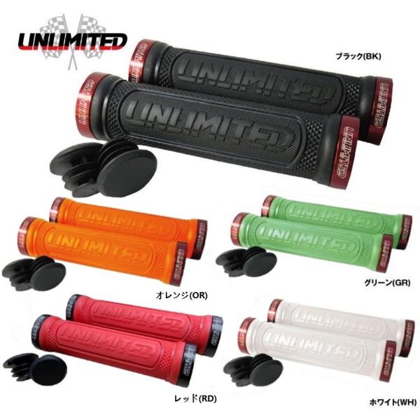 　　ロックグリップ　　 ロゴ 　【対応】社外ハンドルバー　【サイズ】130×29mm　【ロックリング】レッド　【付属】プラスチックエンド　・UNLIMITEDのロゴパターンのグリップです。　・ロック部はアルミ形成でグリップの抜けを防止します...
