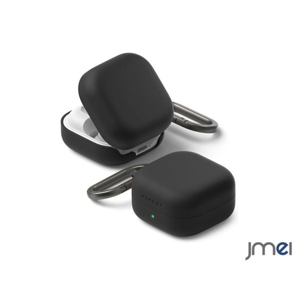 Galaxy Buds 4 Pro / 4 対応 シリコンケース B0GH2LKPKP カラビナ付き ワイヤレス充電対応 二重構造 薄型 軽量 傷防止 ストラップホール ギャラクシー バッズ 4 プロ / 4専用 (シリコン) (ブラック)