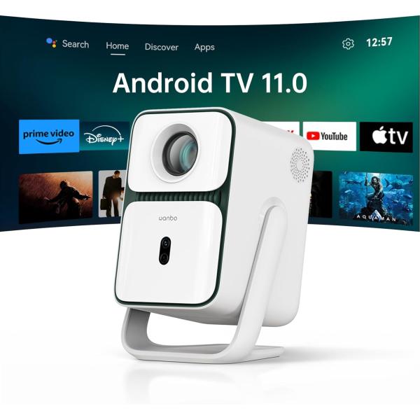 【Android TV 11.0搭載】 プロジェクター 天井 500ANSI リアル1080P フルHD 1.2:1 投影比率 短焦点 10W HiFi スピーカー内蔵 小型 WiFi ブルートゥース chromecast 対応 オートフォ...