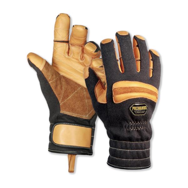 インナーにはアラミド繊維を全面接着し、モールドマジック採用。カラビナひも付きの多機能型ハイエンドモデル。素材：ケブラー繊維/ノーメックス繊維のＷニットサイズ：S M　L　LL　3L　からお選びください。