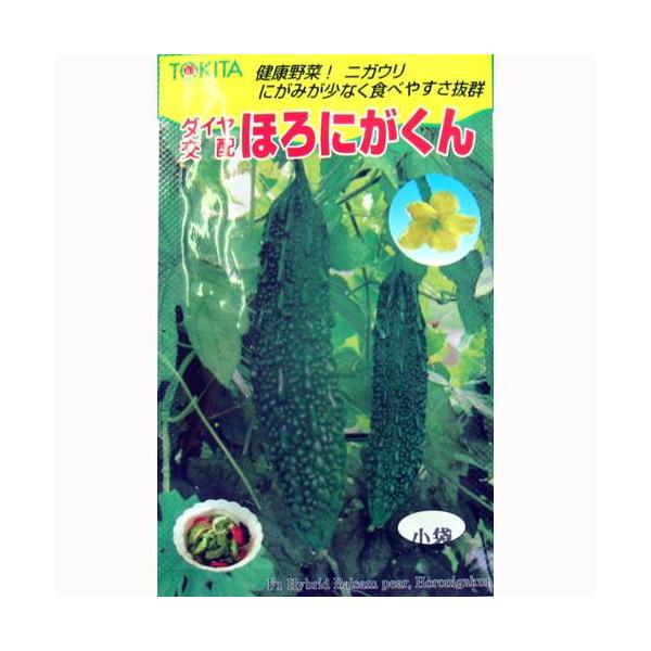 従来の苦瓜より苦味が非常に少なく、食べ易い品種です。葉色は若干淡緑で草勢強く、節間は短く茎は太めです。耐暑、耐病性強く、子ツルもよく発生します。雌花の発生は良好で着果よく、高温時(7月中旬)では開花後12〜14日で収穫します。 ■容量は季節...