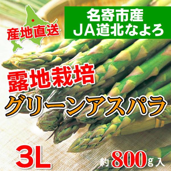 〜〜北海道名寄市　JA道北なよろより〜〜厳しい寒暖差がアスパラを美味しく育てる！旨味あふれるジューシーなアスパラをご堪能下さい！C-１ 名寄市産：JA道北なよろ露地栽培グリーンアスパラ 3Lサイズ・約800g入・1箱5月18日より順次発送予...