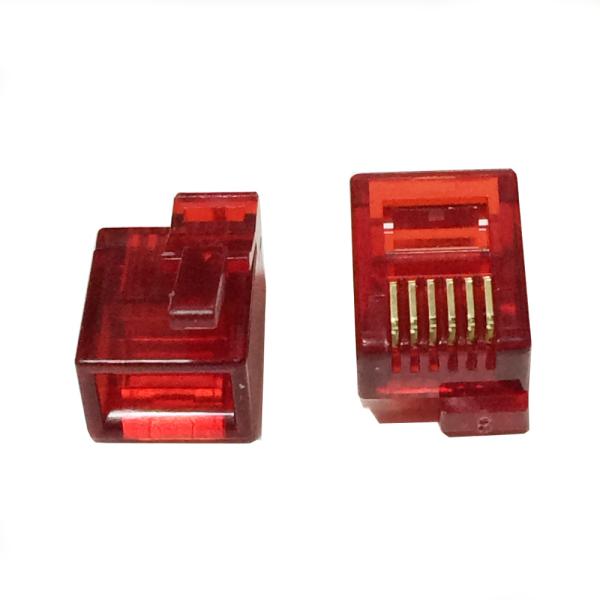 RJ12 モジュラープラグ6極6芯(オス)オスカラー クリアレッドラッチ 右オフセット2個セットDECコネクタとは逆側にオフセットがありますのでご注意下さい。NXT/EV3ケーブルのプラグと互換性があります。ケーブルの自作には、別途、圧着工...