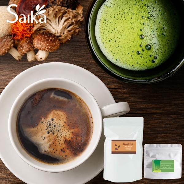 選べる マッシュルームコーヒー / 国産抹茶 アダプトラテ 6種きのこブレンド■内容量【コーヒー】100g（約50杯分）【国産抹茶】50g（約25杯分）■原材料【コーヒー】コーヒー（中国・雲南省）、ヤマブシタケ、霊芝、チャーガ、マイタケ、冬...