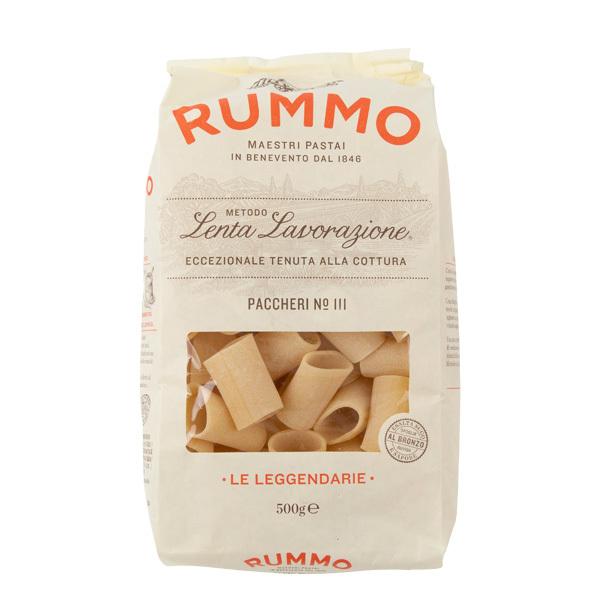 パッケリは、「平手打ち」を意味する言葉に由来しています。シーフードなどの魚介レシピや肉ベースのボロネーゼ風ソースがおすすめです。また、フレッシュ野菜と合わせて、ドレッシングでいただくのもおすすめです。※RUMMO社は、1846年よりイタリア...