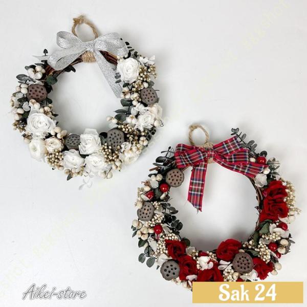 直径（外径）：約35cm/40cm/50cm/60cm 18cm*1=クリスマスリース本体*118cm*2=クリスマスリース本体*2大切な人と共にクリスマスをお楽しみください。◎【リアルに見える】春の花の花輪は、人工の牡丹、バラ、牡丹の葉、...