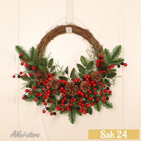 クリスマス リース クリスマス花輪 ナチュラルリース 玄関 造花 壁掛けフラワー ぶら下げ飾り ドアリース 飾り 庭園 結婚式 店舗 撮影 道具 クリスマス飾り 【素材】 PVC【サイズ】直径（外径）：50cm※色/デザイン:写真ご参考※梱...