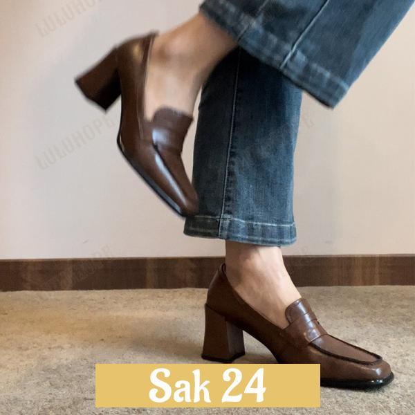 【発売日：2024年11月20日】ローファー パンプス レディース シンプル ローヒール 厚底 コスプレ スリッポン シューズ 軽量 おしゃれ かわいい 歩きやすい カジュアル ヒール:6.5cm【対象?年齢】レディース 女性用 20代 3...