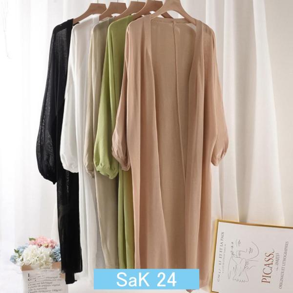 素材：ポリエステル100%カラー：ブラック/ホワイト/グレージュ/アイボリー/サーモンピンク/グリーンサイズ：ワンサイズ着丈:約110cm ゆき:約75cm 身幅:約84cm 胸囲:フリー裏地：なし伸縮性：あり透け感：あり生産国：中国レディ...