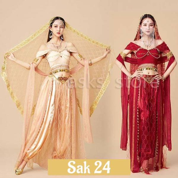 商品名  古典ダンス衣装 ・簡易な包装、ご了承ください。 色   ベージュワインレッド  サイズ   M：バスト76-90cm着丈約23cmパンツ丈約103cmウエスト60-96cmヘッドベール180*85cm適用体重40-50kg L：バ...