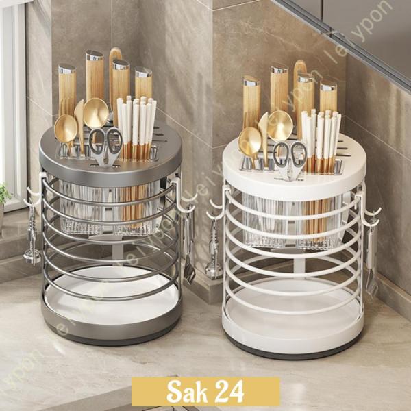【商品仕様】キッチンスタンド製品：約18.5*24cm（ 360°回転可能な）。具体的な製品とサイズは画像の説明を見てください。材質：炭素鋼製。注意：製品は包丁スタンドに限り、他の撮影物品は含まれていません！ 【一括収納】：包丁立て、お箸立...