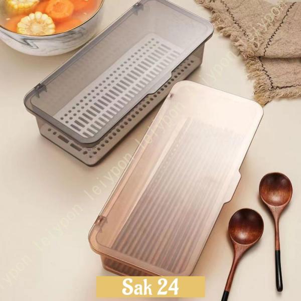商品の説明Sサイズは27.8x12.4×7.3cmです（2個）/色：グレー/ブラウン 材質：pp 透明な蓋付きどんなものが入っているか一目でわかるので、蓋を開けて確認の必要はありません。水切りがよいお箸やカトラリーを浮かして収納できるので、...