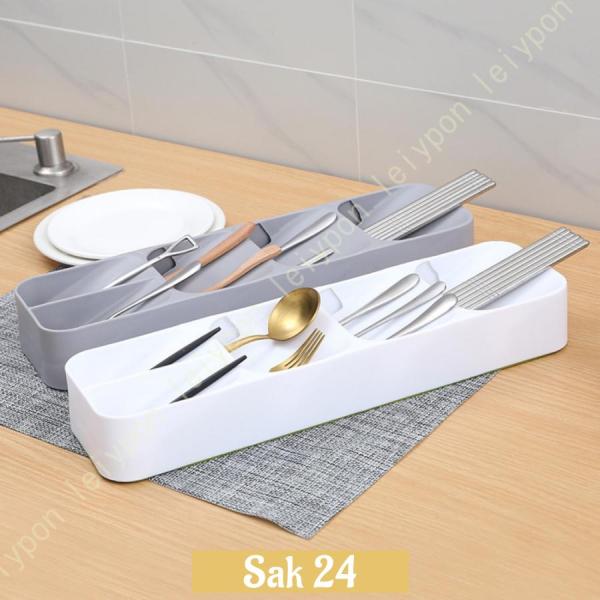商品の説明サイズ：11.5*40*5.5cmカラー：ホワイト/グレー材質: PPプラスチックカトラリーを効率よく収納するオーガナイザーです。キッチン収納の引き出しに収まるように設計された整理用トレー。箸置きや箸、ティースプーン、フォークなど...
