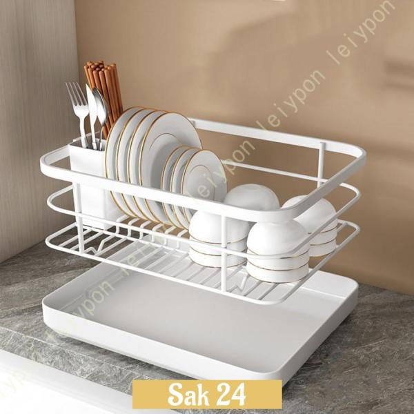 製品仕様製品名：水切りラック材質：炭素鋼カラー：ホワイトキッチンにさまざまな物やアクセサリーを収納するための余分なスペースを提供します。 金属で作られ、表面には粉体塗装をされており、通気性がよく、防カビ防菌に役立ち、より衛生的に早く乾燥でき...