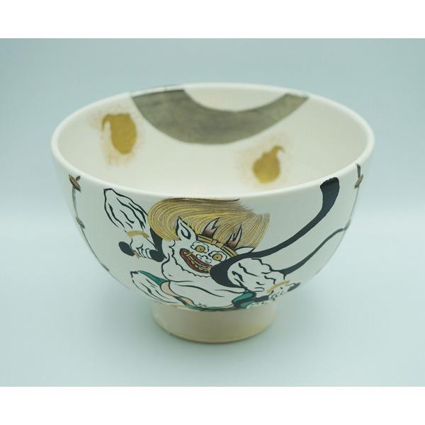 〜商品説明〜・茶碗　色絵　雷神・加藤永山　作・化粧箱・寸法(約)　径:12.1cm〜12.2cm　高さ:7.8cm〜8.0cm