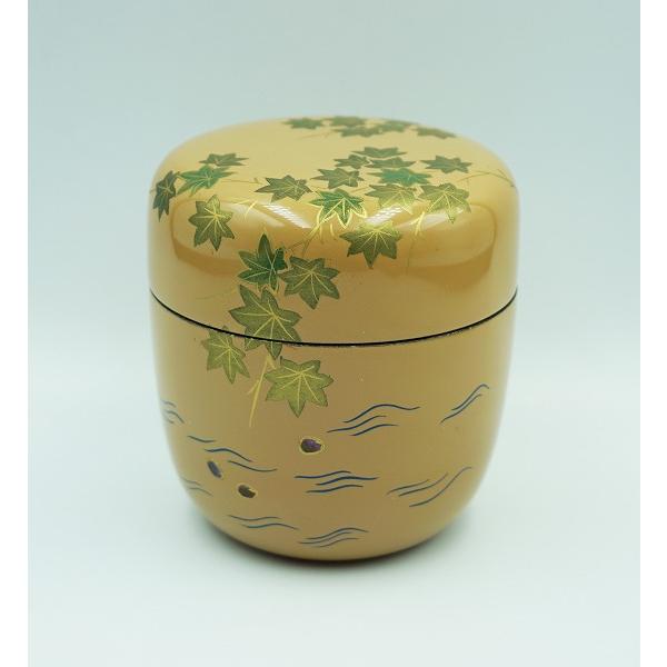 〜商品説明〜・中棗　白塗　青楓蒔絵・宮田宗景　作・桐箱・寸法(約)　径:6.7cm（蓋）　高さ:7.1〜7.2cm