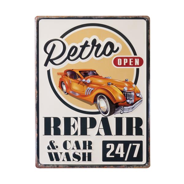 クラッシックカーのアンティークプレート！アメリカのレトロさを絶妙な感じで取り入れつつインパクトのあるデザインが最高♪ビンテージな見た目をリアルに再現★昔のアメリカの映画のワンシーンをそのまま看板のデザインにした1枚です。 男心に響く1枚♪し...