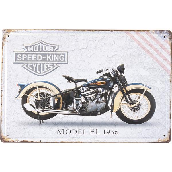 ヴィンテージデザインのブリキ看板！ 1936年のクラシックバイク「モデルEL」を描いたレトロなアメリカンバイク看板。ガレージやカフェ・バー・ショップのインテリア装飾にぴったり。アンティーク調のデザインでお部屋もおしゃれに演出！バイク好き・ハ...