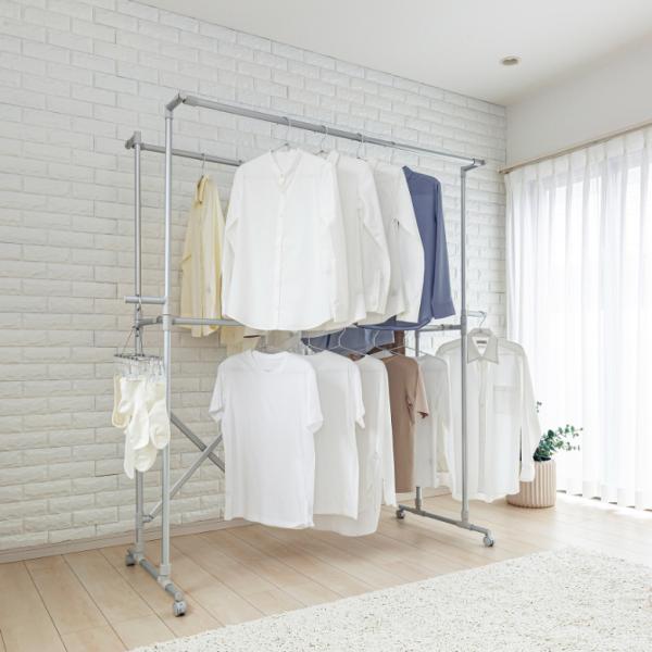 【キーワード】室内 ものほし台 伸縮式 洗濯物 2段 大容量 キャスター付き アルミ 工具不要 ふとん 布団 敷物 干し ASST-EX3 積水樹脂 セキスイ爆買