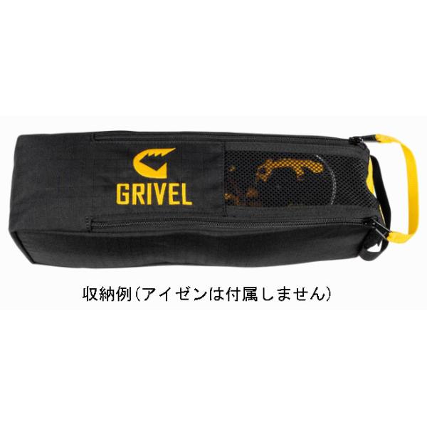 持ち運びに便利なナイロン布地製のアイゼンケースです。メッシュ窓付き開閉口、左右パッド付き。内側に工具入れポケットが付いています。●サイズ／35X10X10(cm)●重量／135g※写真は収納例です。アイゼンは付属しません。