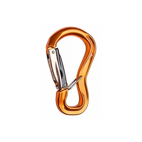 ハーネス用ビレーカラビナ、補助ゲート付き。外側にしか動かないもうひとつの特殊ゲートを付け加えた「ツインゲートセーフティーシステム」です。プロテクションカラビナからロープが外れてしまう事態を防ぐ、安全性の高いカラビナです。●サイズ／タテ外径1...