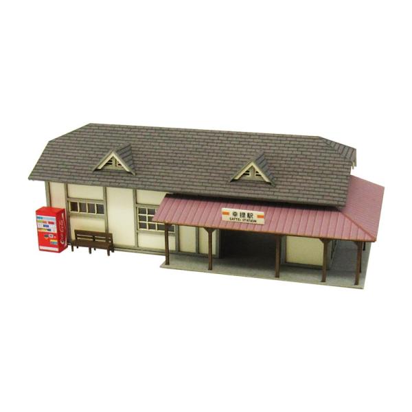 さんけい社製　ペーパー（紙製）キット　N（1/150）サイズみにちゅあーとプチ　なつかしのジオラマシリーズセット内容：レーザーシートＡ〜Ｄ（4枚）、屋根シート（1枚）、プラ板（1枚）、組み立て説明書おまけ：自動販売機、ベンチ付き完成時サイズ...