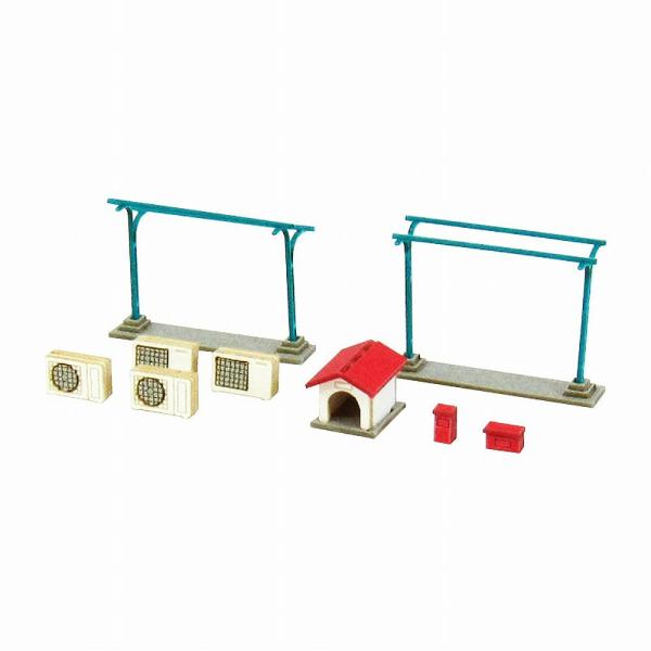 さんけい社製　ペーパー（紙製）キット　N（1/150）サイズみにちゅあーとプチ　ジオラマオプションセット内容：レーザーシート（4枚）、組み立て説明書◆エアコン室外機2種類（各2個）◆物干し台2種類（各1個）◆犬小屋（1個）◆ポスト2種類（各...