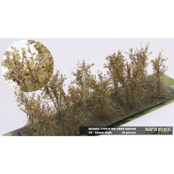 マーティンウェルバーグ社製　素材　ノンスケール（1/35〜1/48おすすめ）茂みB　株タイプ品番：　WB-SBBRサイズ：　幅2〜3cm、高さ4cm入数：　10個備考：茂みは1枚の台紙に強く接着されている状態。剥がす際は台紙も一緒に剥がれて...