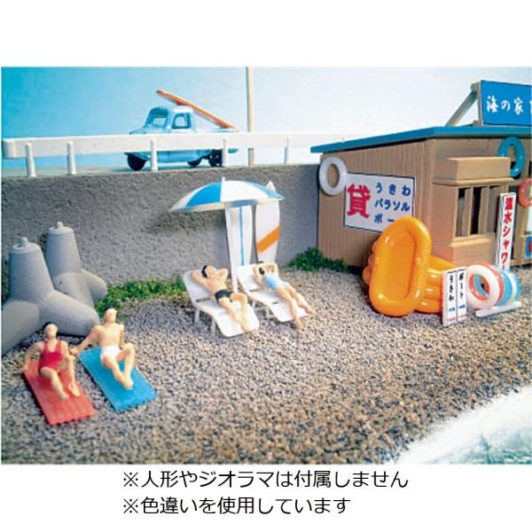 さかつう（旧こばる）　未塗装キット　N(1/150)人形の身長が約1cmサイズビーチの小物（黄）品番：3705（旧品番KS-1Y）セット内容：、黄と白各1セット（パラソル2個、サーフボード2個、浮き輪、大小各1個、サマーチェアー1個、ゴムボ...