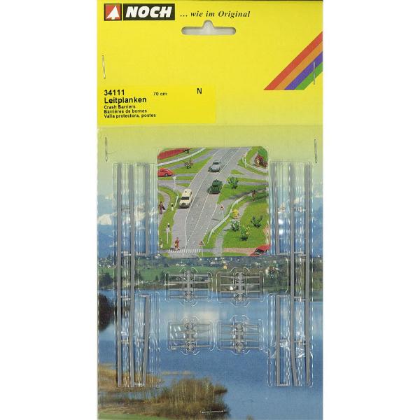 NOCH(ノッホ)社製　未塗装キット　N(1/160) 人形の身長が約1cmサイズCrash Barriers　クラッシュバリアガードレールの未塗装キットです。32本の支柱があり、全て繋げると全長約70cmあります。全長：約70cm（全て繋...