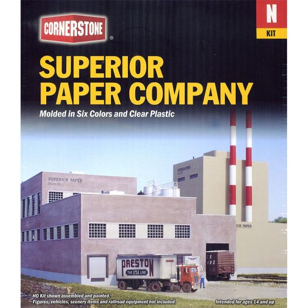 WALTHERS（ウォルサーズ）社製　未塗装キット　N(1/160)人形の身長が約1cmサイズ　Superior Paper Company製紙工場の未塗装キットです。完成サイズ：メイン建屋・約 32 × 17 cm、ボイラー建屋・約 21...
