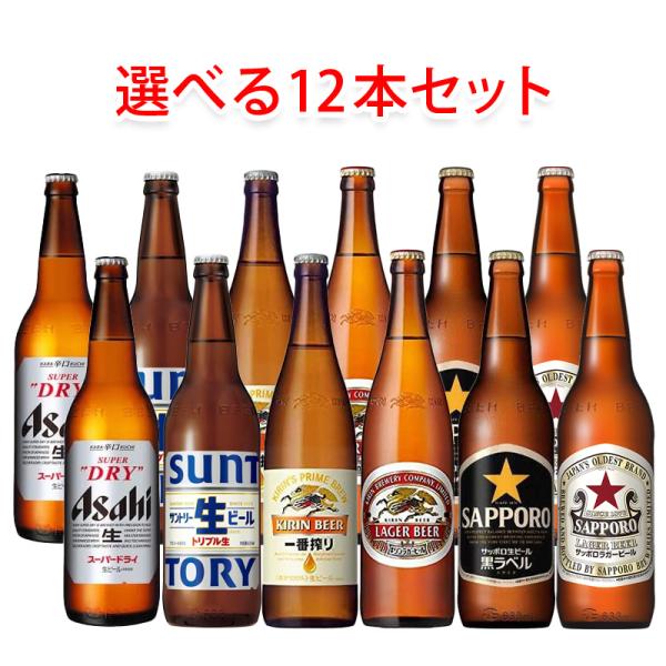 国産スタンダードビール 大瓶 選べる12本セット。ギフトとして送っても、自分へのご褒美にも最適！