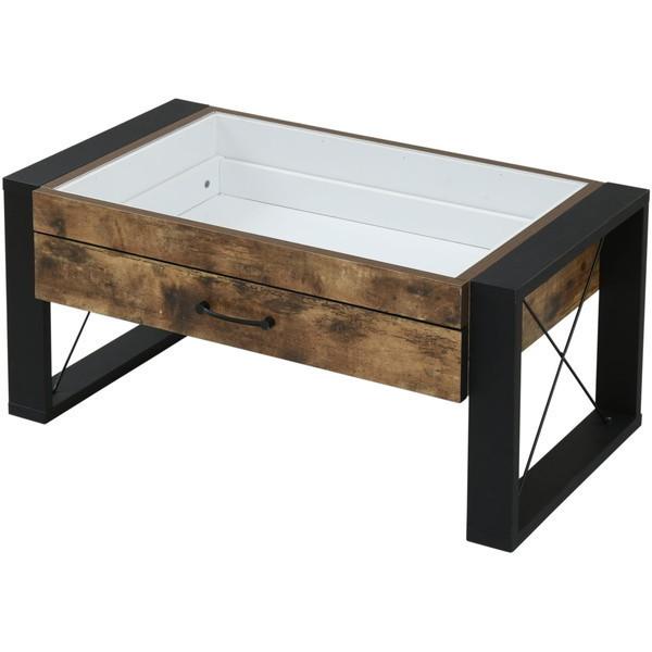 幅75 奥行48 高さ35 引き出し ガラス テーブル