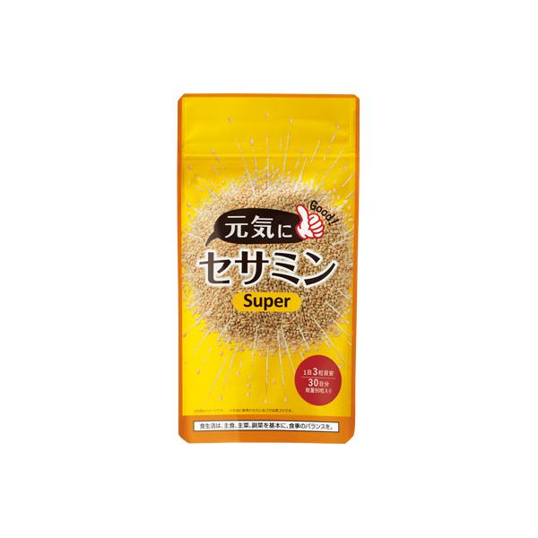 ■商品名：元気にセサミン Super■内容量：300mg×30粒■原材料名名称：黒ゴマ抽出物含有食品原材料名：麦芽糖（国内製造）、黒ゴマ抽出物（セサミン含有）、チオクト酸、有機ゲルマニウム／セルロース、ステアリン酸カルシウム、微粒酸化ケイ素...