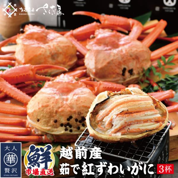 地元越前町で獲れた紅ズワイガニを水揚げされた日に職人が浜茹で＆即日発送！！◎商品名称：【訳あり】越前産「紅ずわいがに」ボイル１杯◎内容量：３杯（１杯約200〜300g）◎原材料：ベニズワイガニ（福井県産）、食塩◎賞味期限：発送日含めて冷蔵３...