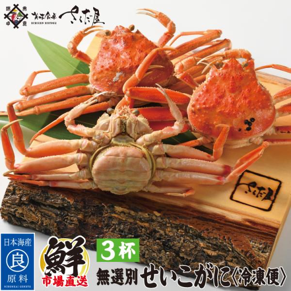 ◎内容量：サイズ無選別/約100〜200g×3杯（足折れ品が入る場合がございます）※生の状態の重さです。茹でると目方が減りますので予めご了承頂けますようお願い致します。◎獲れたてのセイコガニ（ズワイガニのメス）を真水で〆て職人が浜茹で！急速...