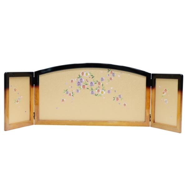 5000円以上お買上で北海道・沖縄・離島を除き国内送料無料(運賃弊社負担）アウトレット品。見本使用、展示品です。アウトレット品 雛人形三月屏風 屏風のみ 13号 刺繍花丸 倫光 祇園 王朝塗 三曲屏風 幅100〜105cm (22a-ya-...