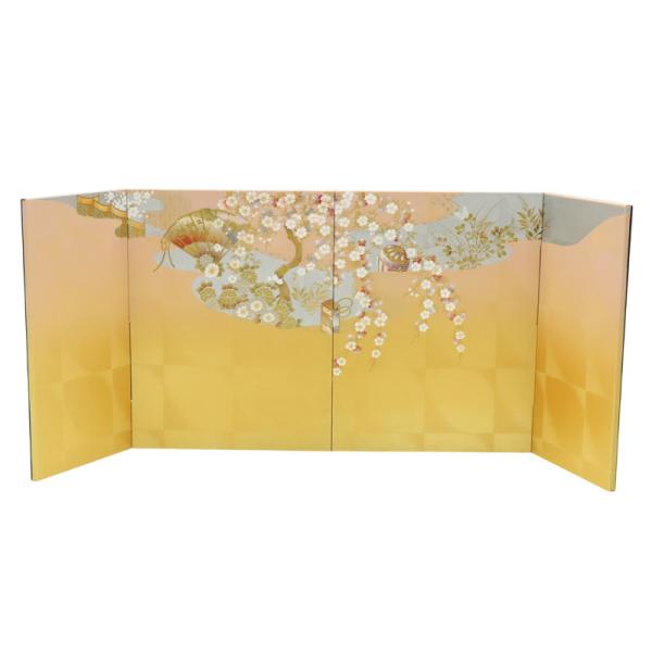 アウトレット品です！見逃しキズ、写真では判別し難い焼けやキズもございます。アウトレット品 インテリア 屏風単品 13号 古典桜 包貼 四曲屏風 飾り幅：80〜100cmcm (25a-ya-0104) 雛人形 ディスプレイ 見切処分品