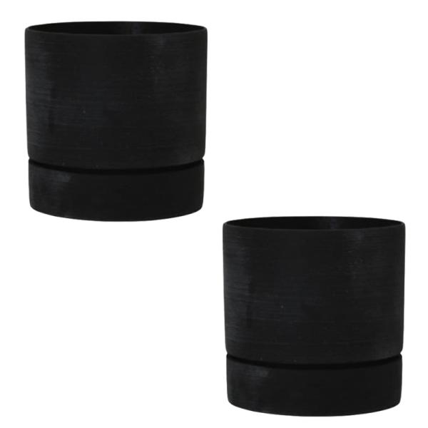 花・観葉植物用ポット エルミ 17 K Polystone POT （2個入り） 18026 底穴あり 受皿付き （代引き不可） 中型ポット FARM (p109)【代引き不可】　おしゃれで素敵なポット。お部屋のインテリアにガーデニングに。