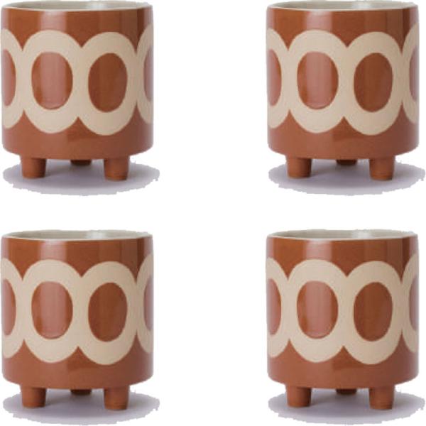 花・観葉植物用ポット ラダ 15 C Ceramic POT （4個入り） 40165 底穴なし 脚付き （代引き不可） 小型鉢カバー FARM (p93)【代引き不可】　スタイリッシュでモダンな鉢カバー、お部屋のインテリアに