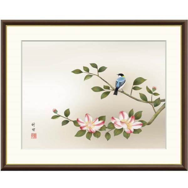 額絵 田村竹世 山茶花に小鳥 f8・f6・f4サイズ現代日本画シリーズ 花鳥画 冬飾り gk-a5-j4b049（p157） （J4-B049） （代引き不可） 日本画 インテリアあなたのお部屋を華麗に演出、名画の暮らし 受注制作7〜10日...