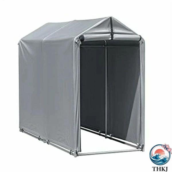 サイクルハウス 2台用 自転車置き場 家庭用 多用途 簡易ガレージ 94×180×157cm 中型 シルバーグレー PE素材 防UV 防水 防風 耐水性2000mm 組み立て式 固定バン