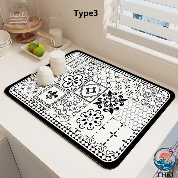 珪藻泥が水を切るマット 台所の防熱断熱マット 碗盤乾燥神器 台面保護マット 吸水速乾台所マット 優雅なカウンターの杯マット 健康の環境保護珪藻材料 瞬間吸水