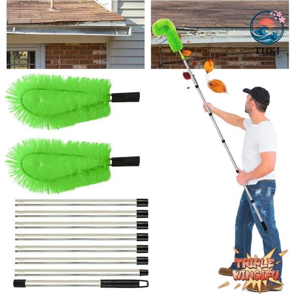 【取り付け簡単】  このブラシには8段の高品質素材ポールが付属しております。高所掃除道具として、この雨どい掃除ブラシは延長ポストを付き、60センチから 300 センチまで伸びます。   【安全で使いやすい】  このブラシの長さは最大3メート...