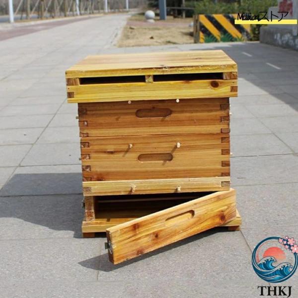 3/5階 蜜蜂巣箱 ミツバチ 巣箱 重箱式 養蜂箱 杉材 蜂ハイブ 格子箱 煮蝋 蜜蜂飼育箱 巣枠不要 自然造蜜 防水性と防食性