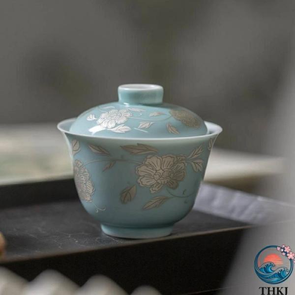 限定 中国茶器 伝統蓋碗 磁器 「牡丹」茶葉 ウーロン茶 お茶 ギフト 台湾茶器