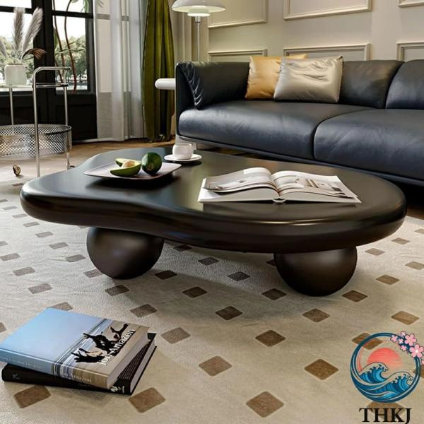 ? かわいい雲の形：角が丸い厚みのあるコーヒーテーブル、ユニークでかわいい雲のデザイン、優しく滑らかな曲線は家の個性を示し、伝統的なコーヒーテーブルの硬いイメージを打ち破り、空間に活力と興味を注入します。? 安全な丸みを帯びたエッジ研削：丸...