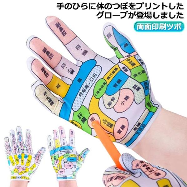 手のひらに体のつぼをプリントしたグローブが登場しました！気になる箇所を指やツボ押し棒を使って押していただきながらご使用いただけます。お風呂上りに履いて、ツボに合わせてマッサージすればお疲れ気味の足も喜ぶ！良質な弾性生地を採用し、伸縮性が高い...